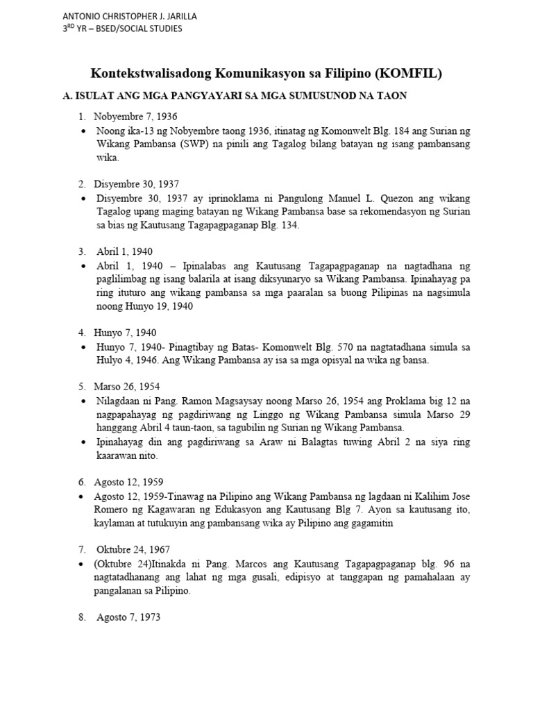 Kontekstwalisadong Komunikasyon Sa Filipino | PDF