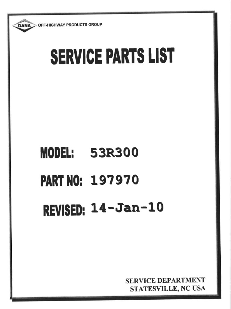 Мост SANDVIK TH550 Dana DANA 53R-300- DANA 53R-301 | PDF