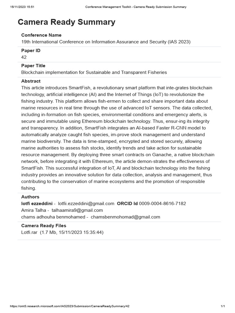 Conference Management Toolkit - Camera Ready Submission Summary Lotfi | PDF