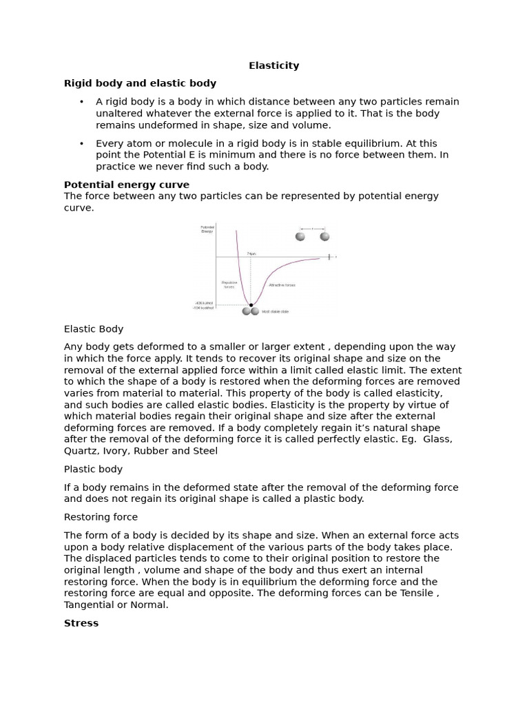 Elasticity | PDF | Deformation (Engineering) | Elasticity (Physics)