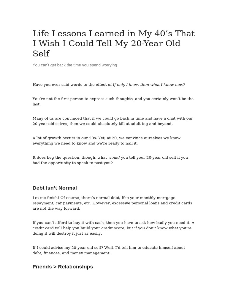 Life Lessons Learned in My 40s That I Wish I Could Tell My 20-Year-Old ...