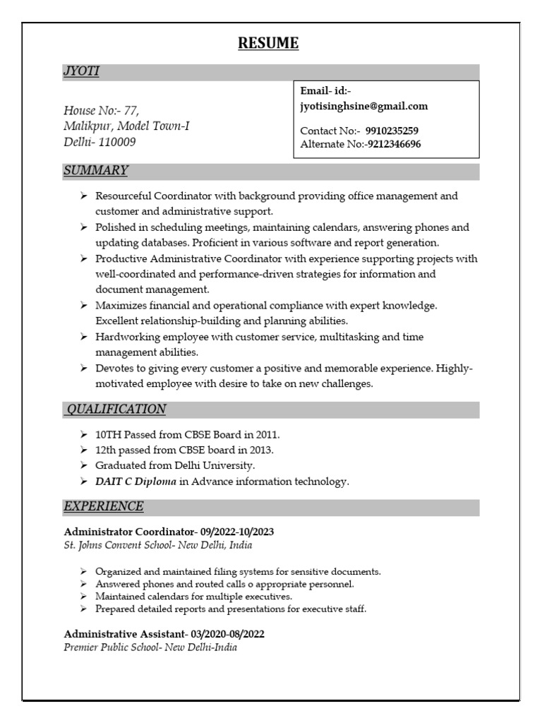 Resume Jyoti | PDF | Computing