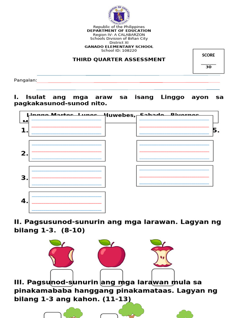 Third Quarter Assessment With Tos | PDF