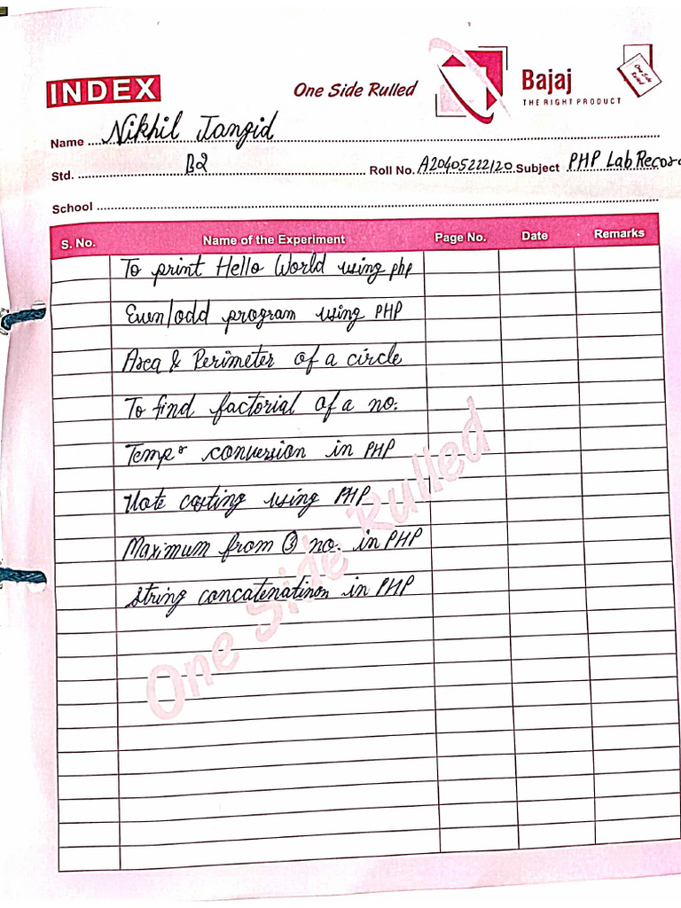 PHP Lab Record | PDF