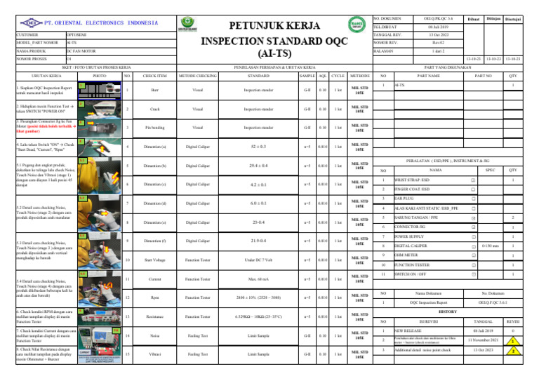 Oei.q.pk - QC 3.6 - Oqc Inspection Standar Aits | PDF