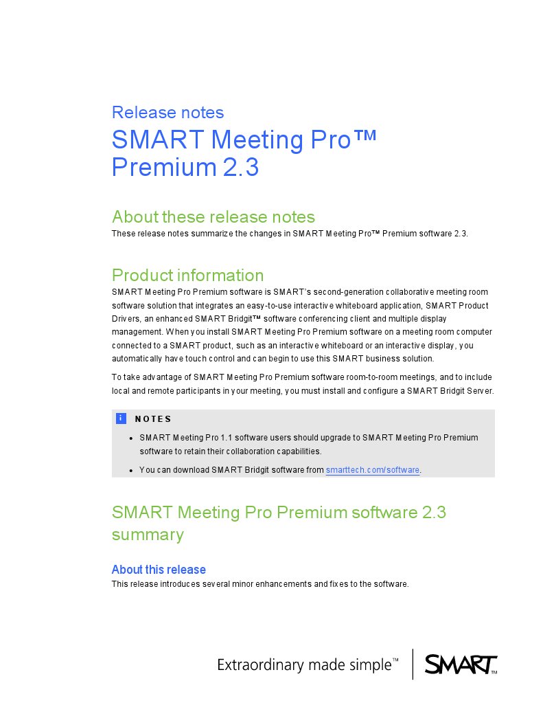 SMART Meeting Pro™ Premium 2.3: Release Notes | PDF | Windows 7 ...