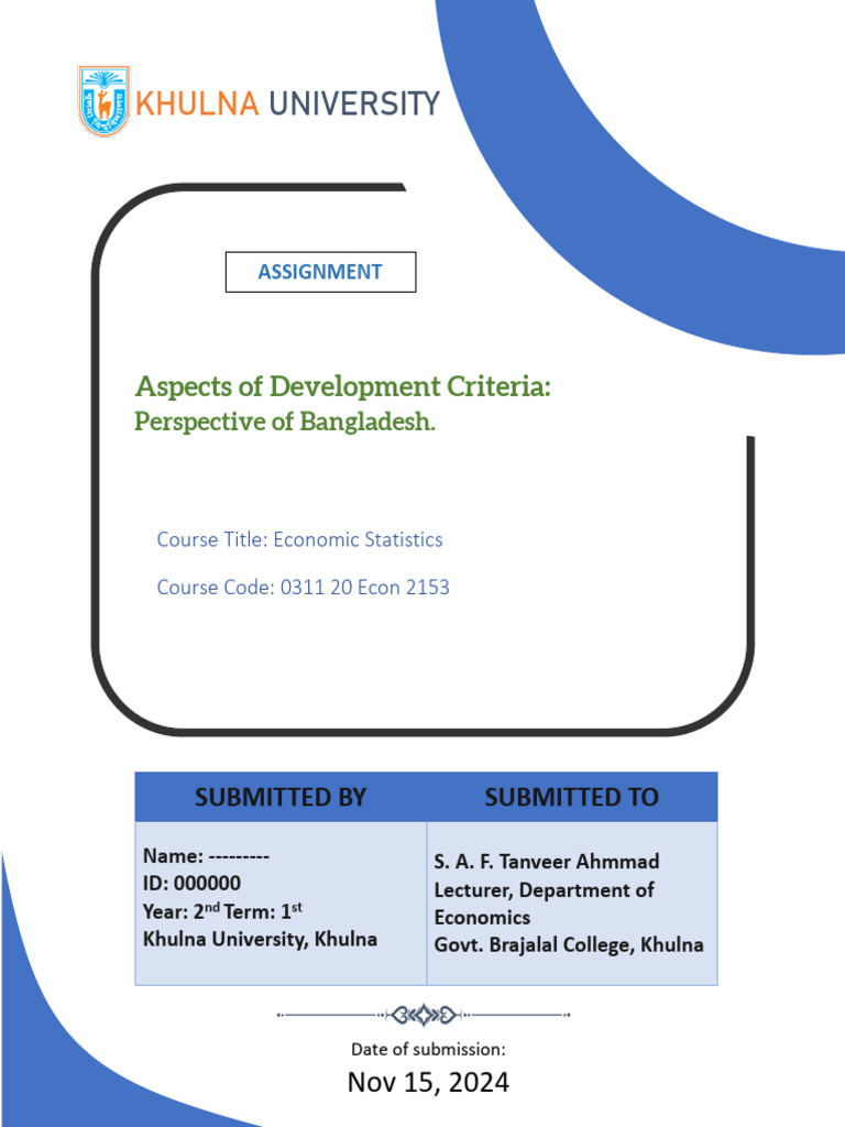 Khulna University Assignment Cover Page | PDF