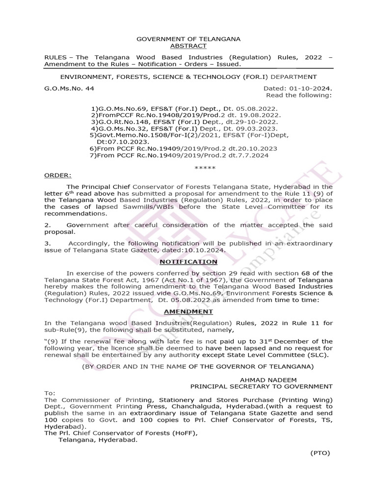 Amendment to Wood Industries Rules 2022 | PDF | Government Of India ...