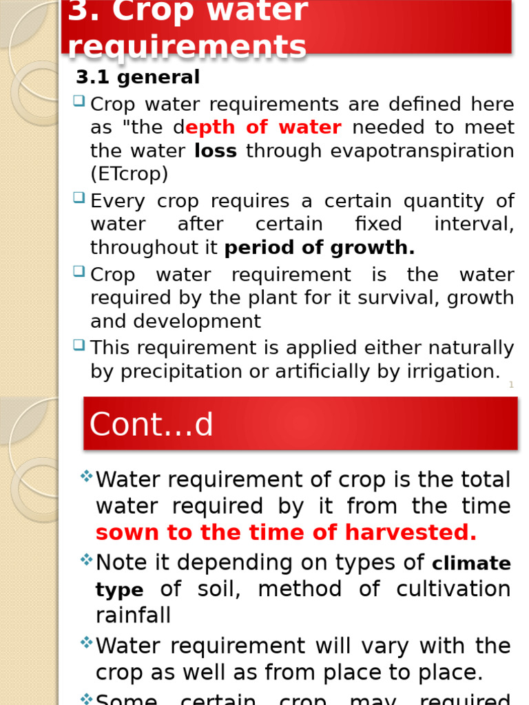 Lecture Three Water Requirement. | PDF | Sowing | Irrigation