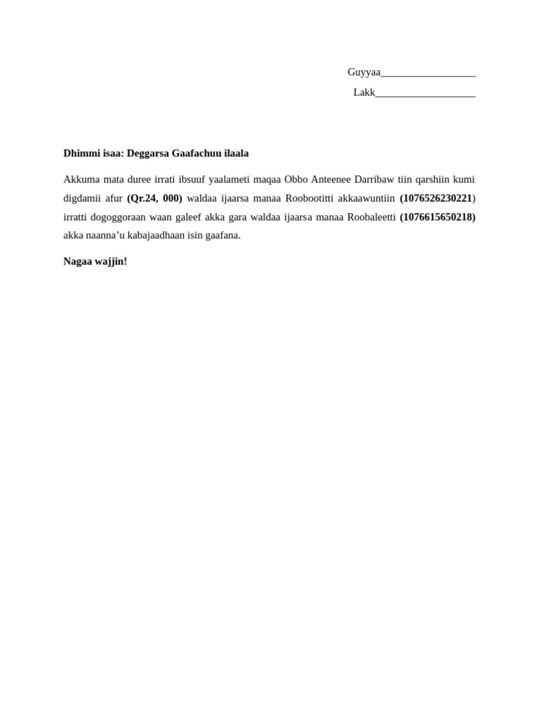 Xalayaa Degarsaa | PDF