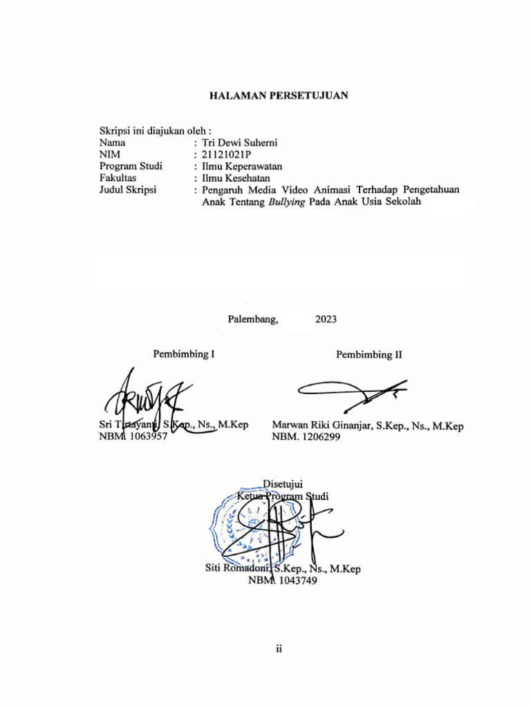 Lembar Persetujuan Sempro Tri | PDF