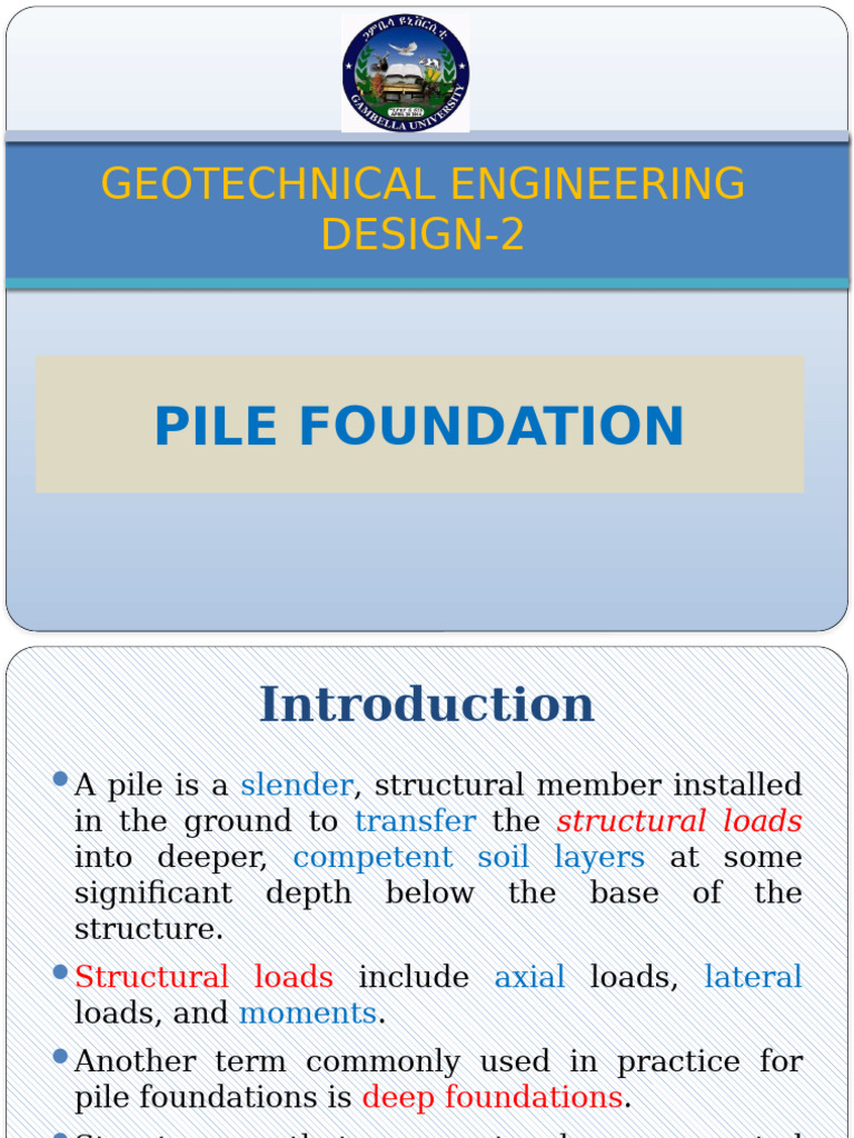CH-2 Pile Foundations | PDF | Deep Foundation | Foundation (Engineering)