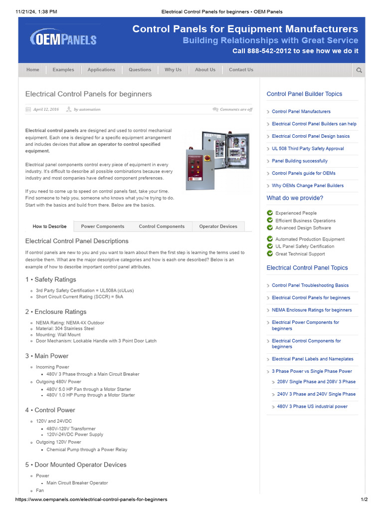 Electrical Control Panels For Beginners - OEM Panels | PDF | Pump | Switch