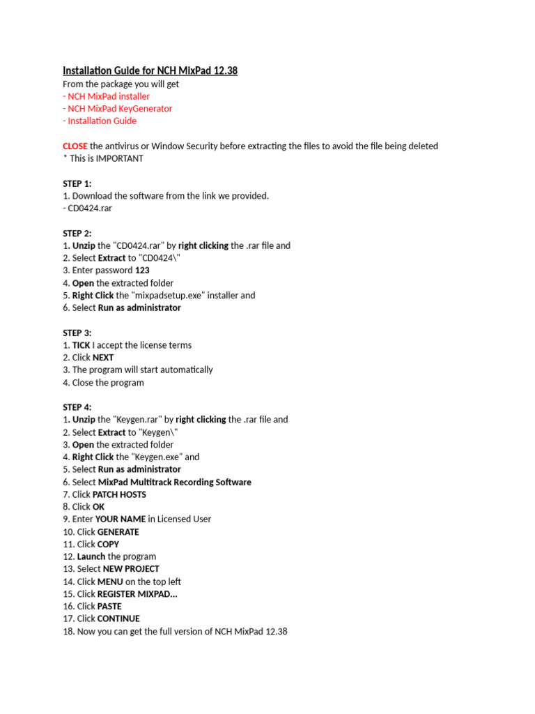 Installation Guide For NCH MixPad Masters 12.38 | PDF | Computers ...