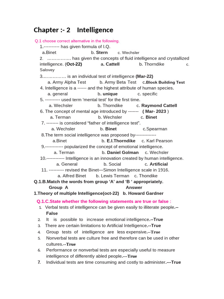 Chapter 2 Intelligence Objectives | PDF | Intelligence Quotient ... Chapter 2 Intelligence Objectives | PDF | Intelligence Quotient ...