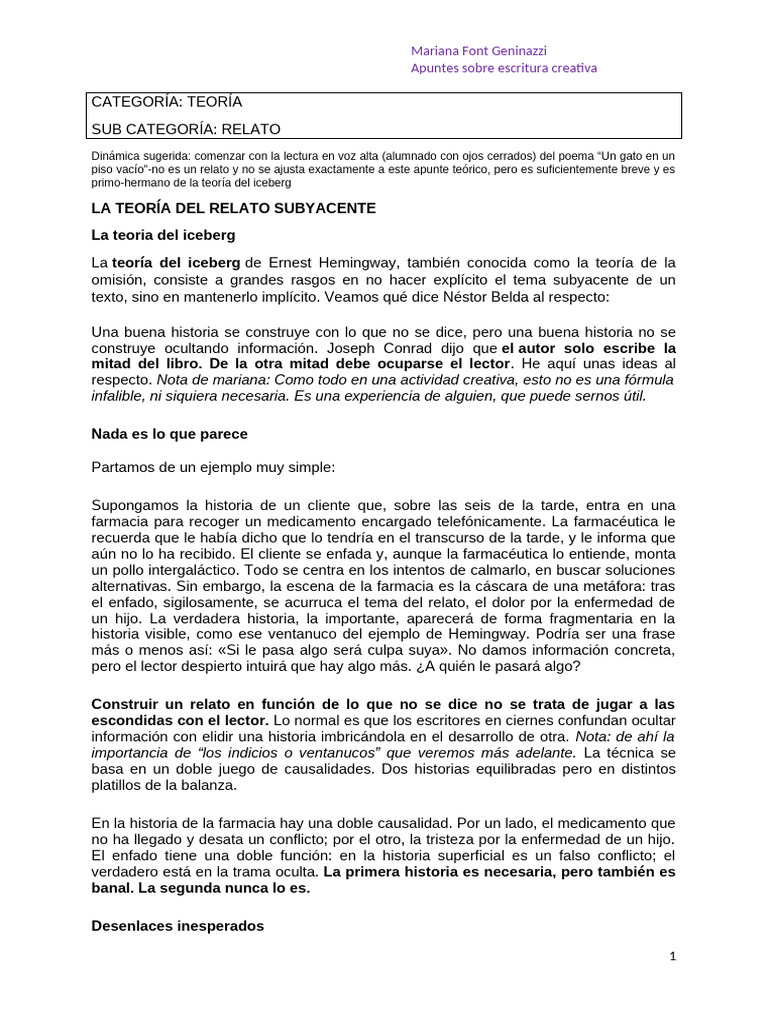 La Teoría del Relato Subyacente | PDF | Cuentos