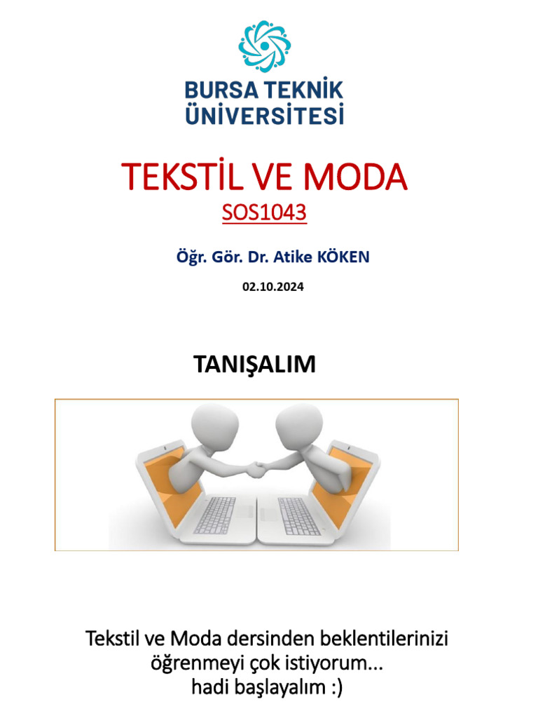Tekstil Ve Moda 1. DERS - 02.10.24 | PDF