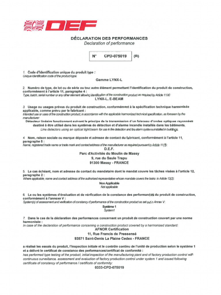 E-BEAM-I Certificato DoP 1 | PDF