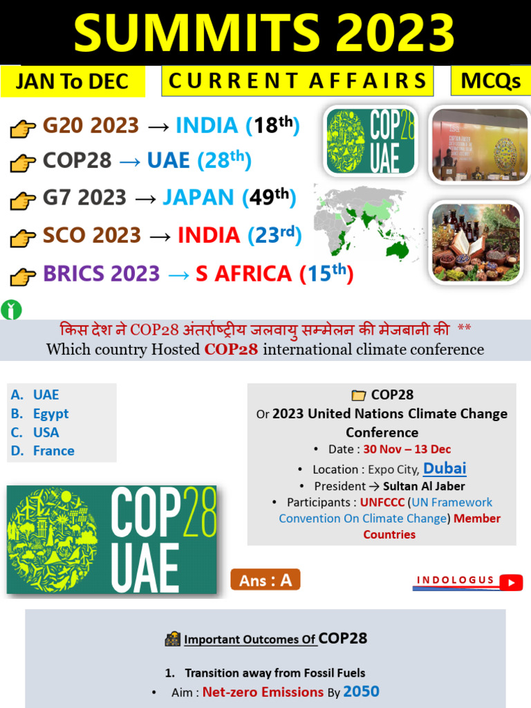 Key Global Summits 2023 Overview | PDF