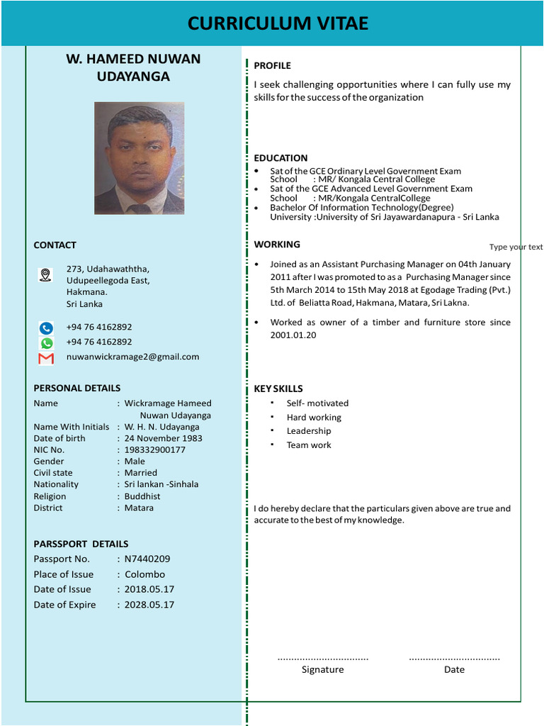 Hameed Nuwan CV | PDF