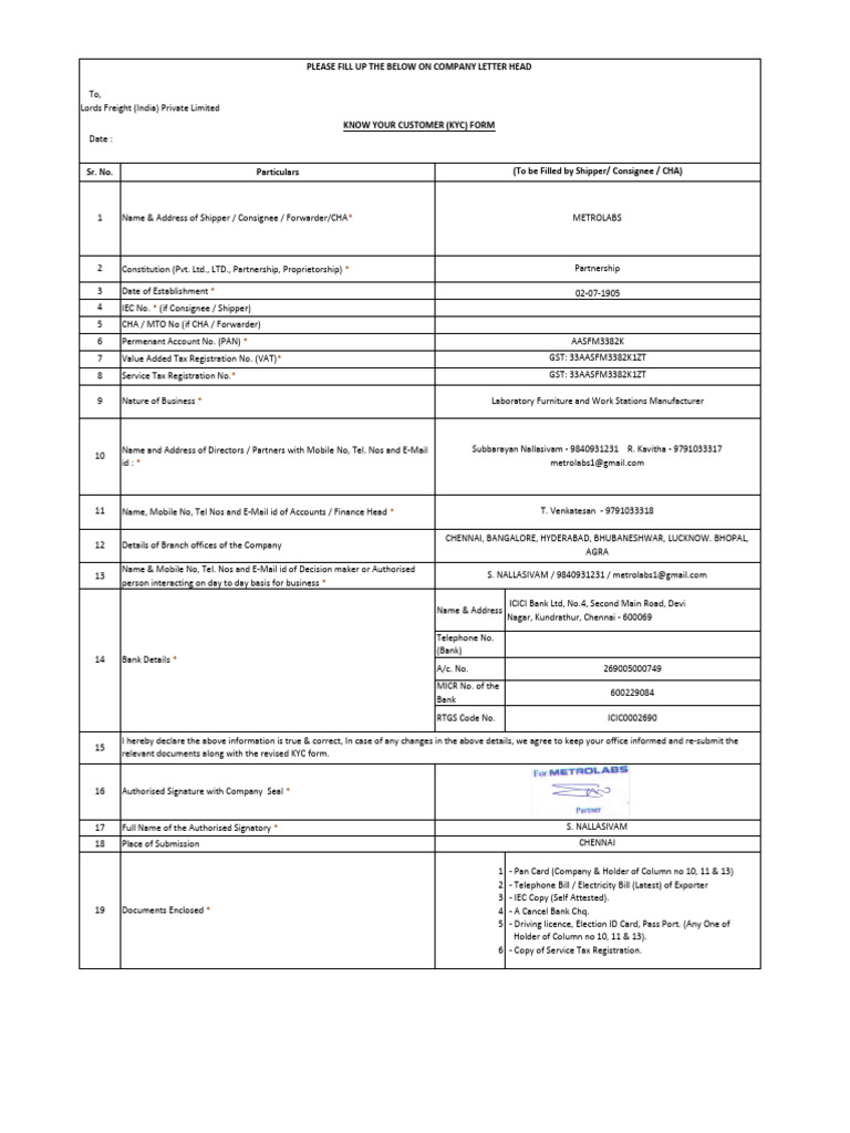 KYC For Import Consignments | PDF | Payments | Government Finances