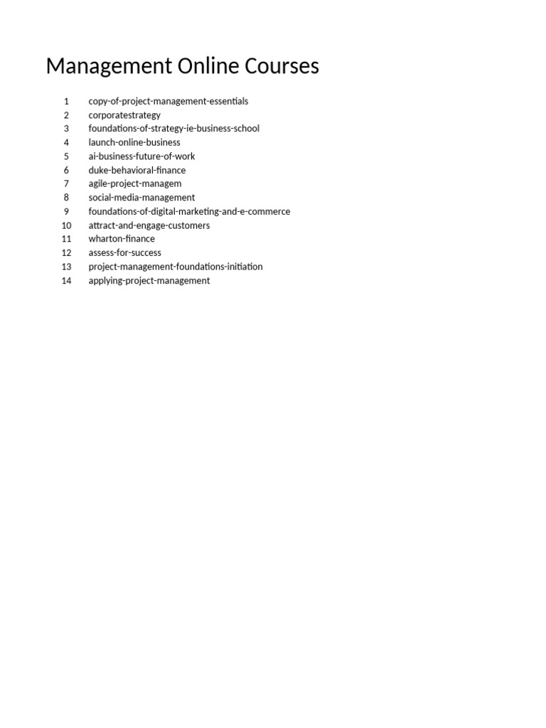 Management Online Courses | PDF