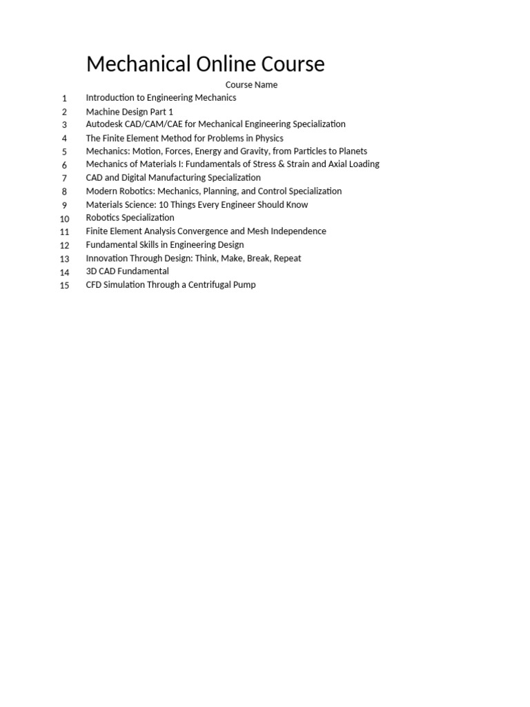Mechanical Online Courses | PDF