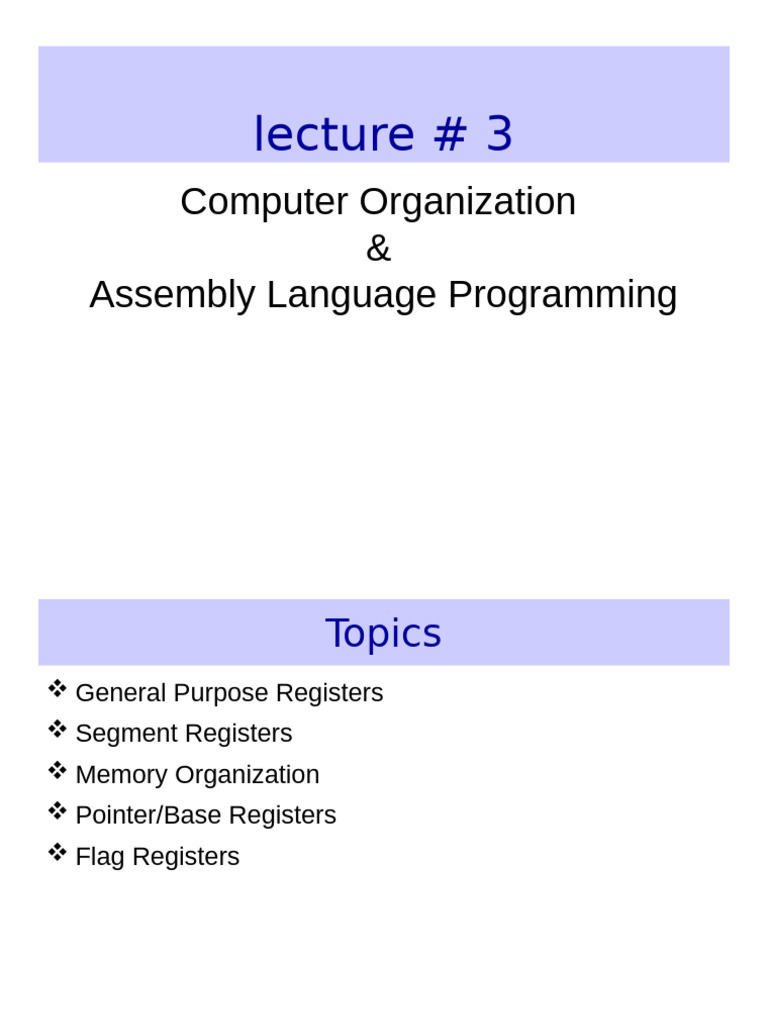 COAL Lec 3 Organization of IBM Chap 3 - 1 | PDF | Assembly Language | Pointer (Computer Programming)