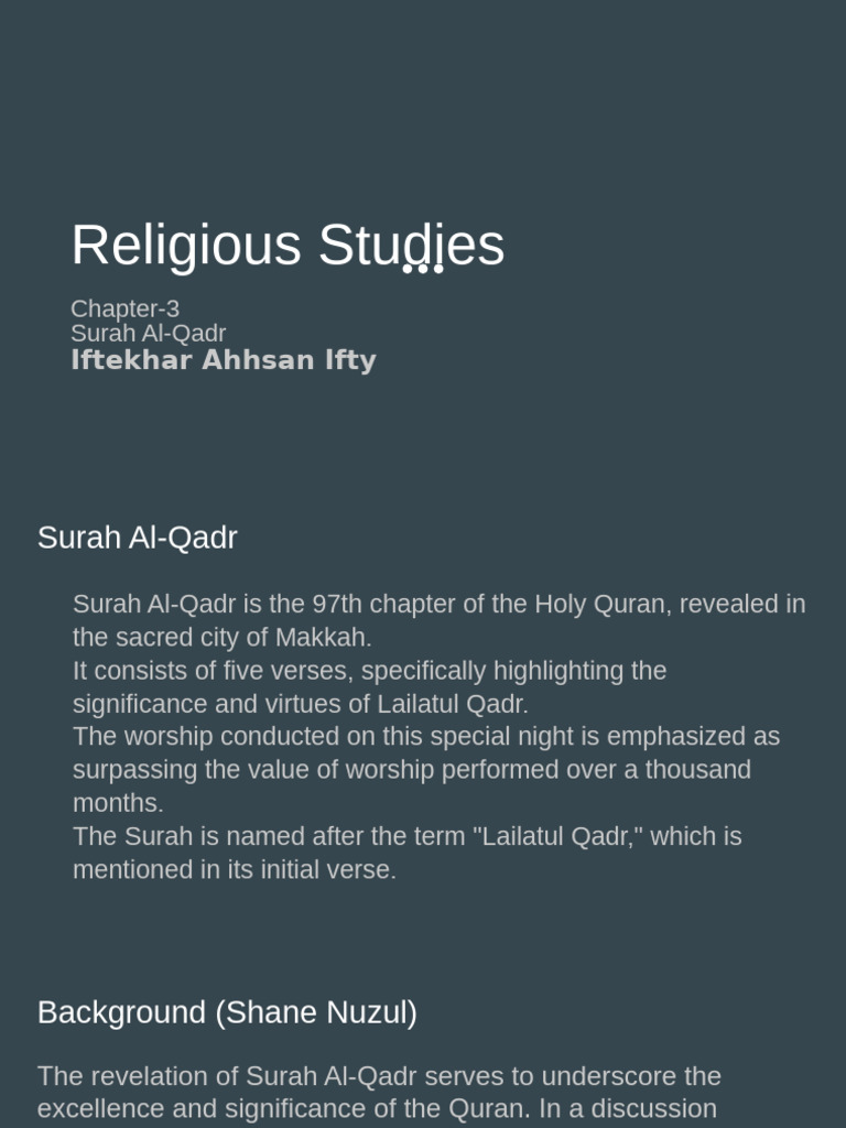 Significance of Surah Al-Qadr in Islam | PDF | Quran | Islam