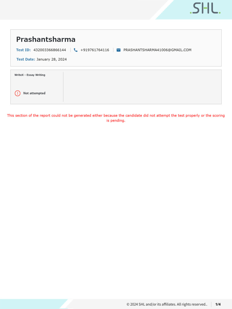Prashantsharma AssessmentCenterReport | PDF | Learning | Cognitive Science