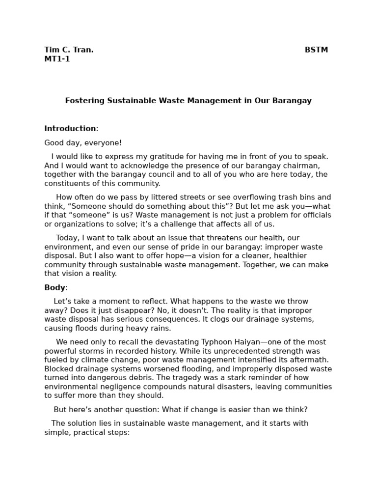 Revised Purposive Communication Speech | PDF | Waste | Waste Management