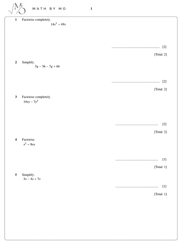 Algebraic representation and manipulation | PDF | Factorization | Algebra