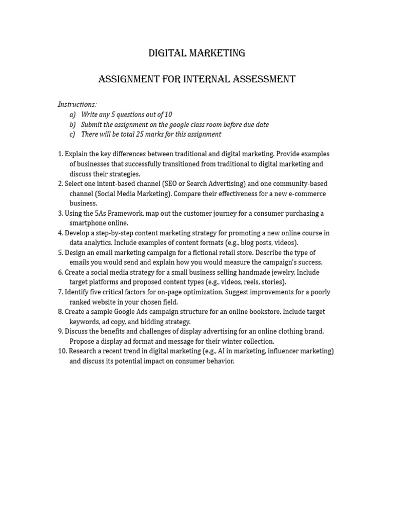 Digital Marketing Assignment | PDF