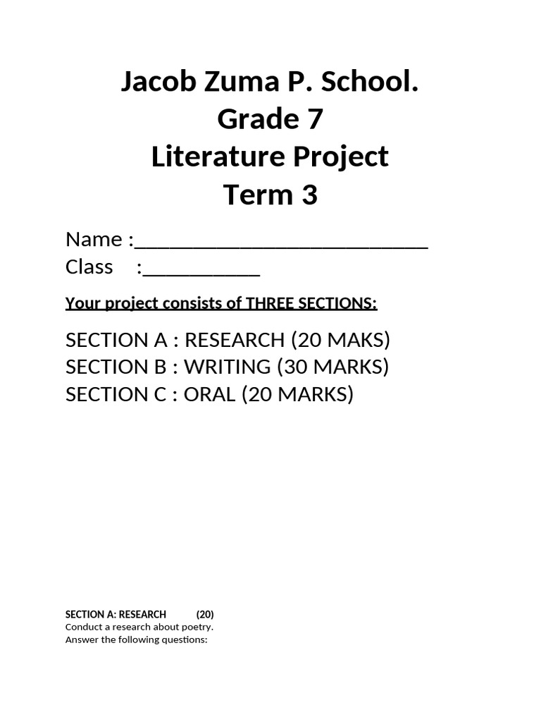 Literature Project Gra 7 | PDF | Poetry | Classics