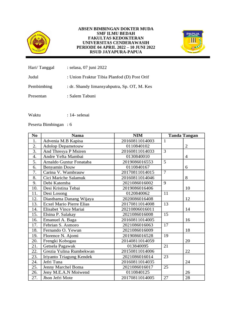 Absen Bimbingan | PDF