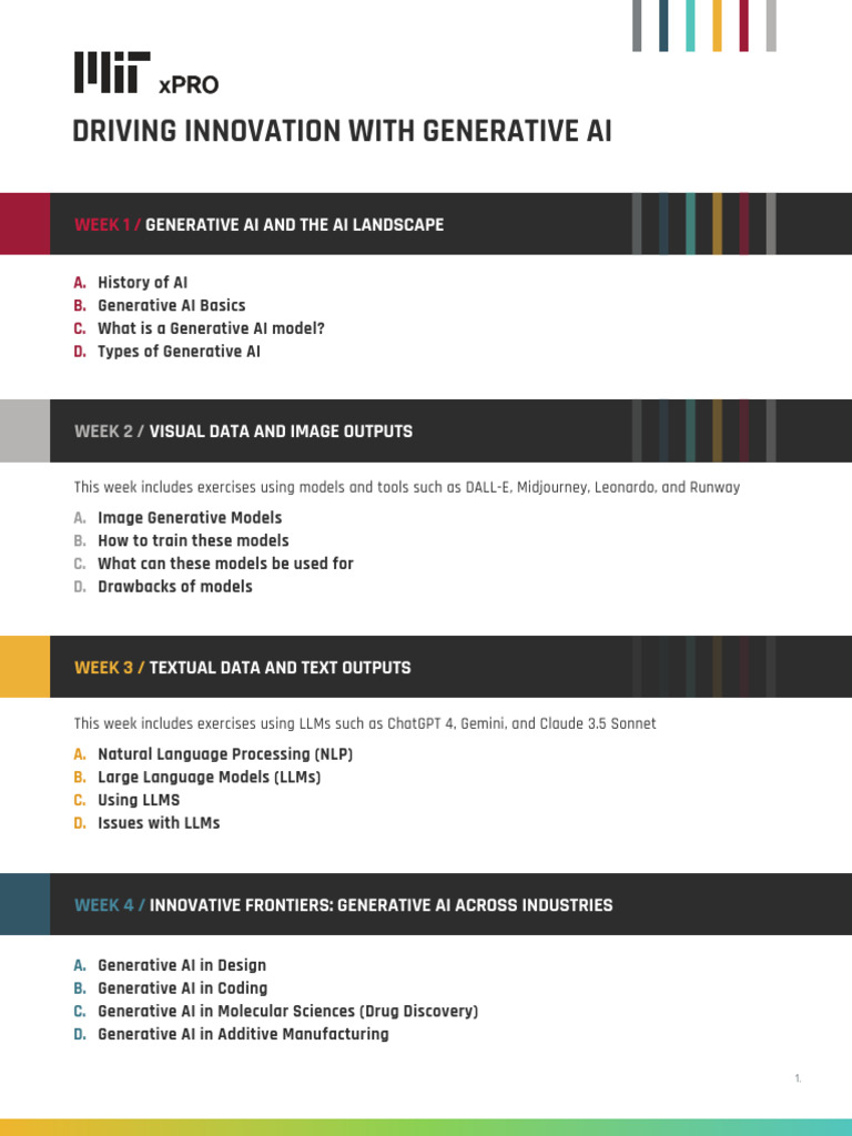 MIT XPRO Generative AI Week-By-Week | PDF