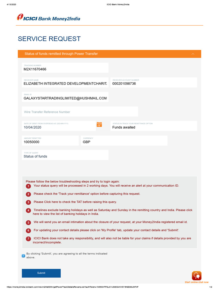 3.service Request - Elizabeth Trust - 13042020 | PDF | Banking