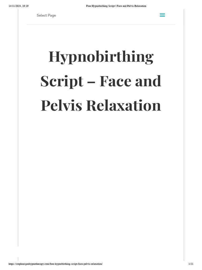Free Hypnobirthing Script - Face and Pelvis Relaxation | PDF ...