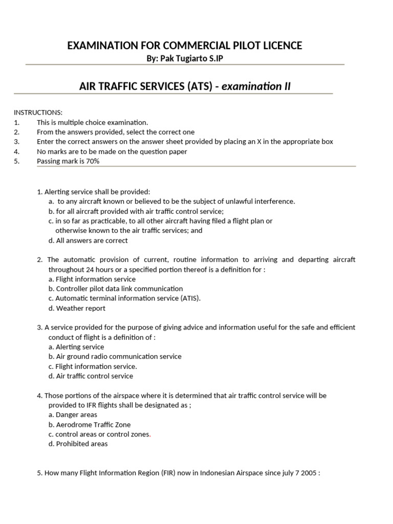 EVAL AIR TRAFFIC SERVICES LIFT - Exam 2 | PDF | Air Traffic Control | Instrument Flight Rules