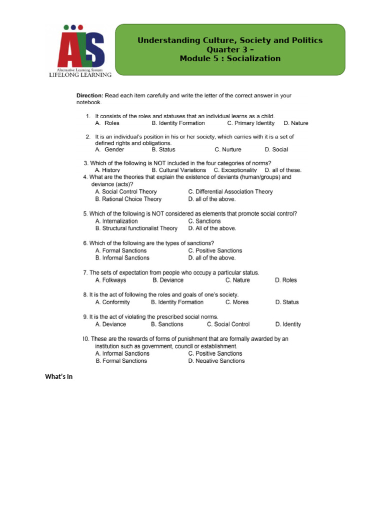 Understanding Culture. Module 5 | PDF | Deviance (Sociology ...