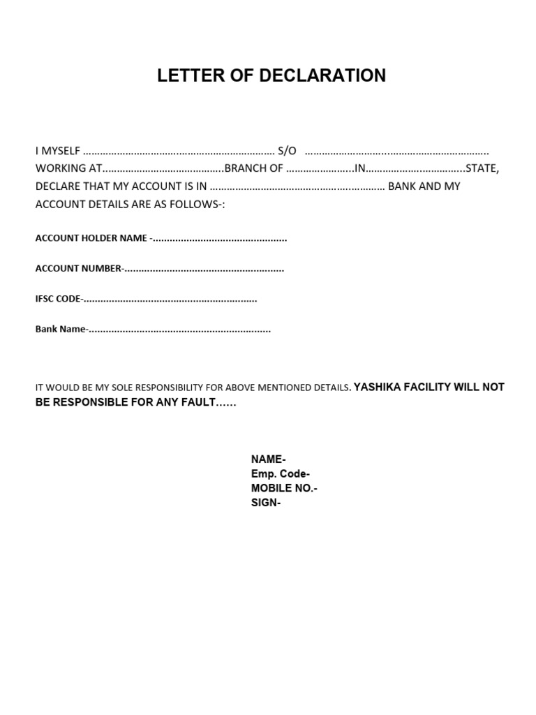 Letter Declaration Form Pdf Law