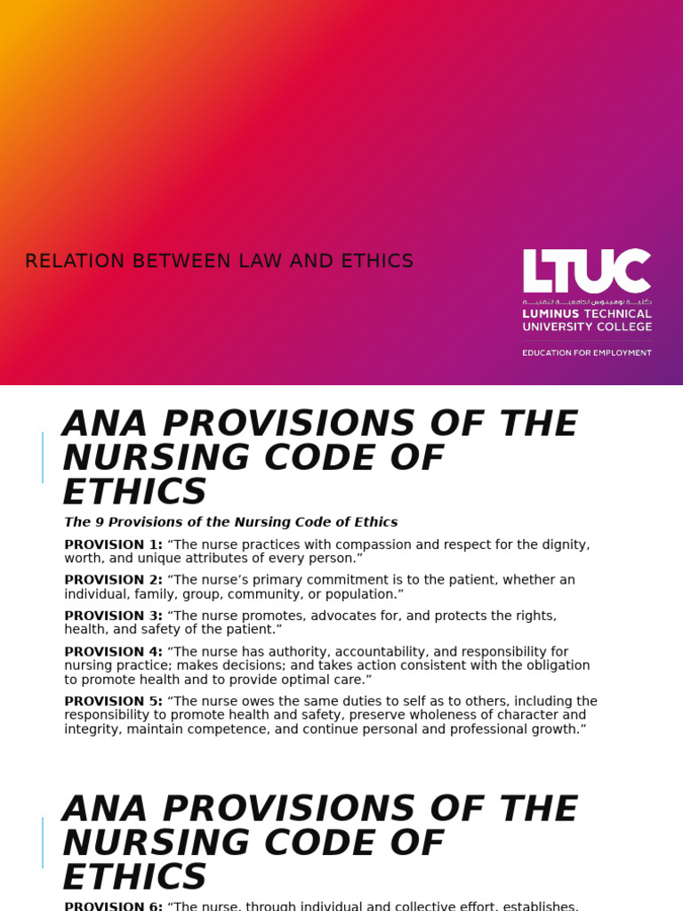 Relation Between Law and Ethics, Consent | PDF | Informed Consent | Nursing