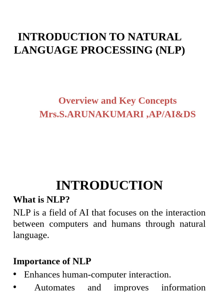 NLP Introduction Overview | PDF | Word | Semantics