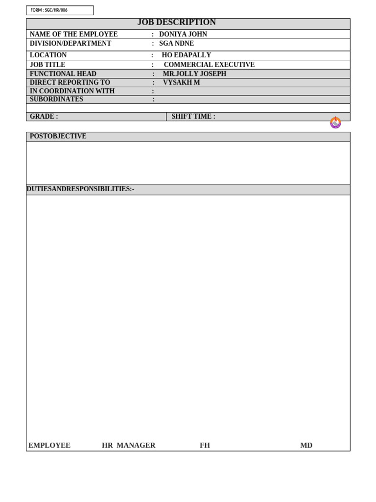 Form 006 - Job Description | PDF