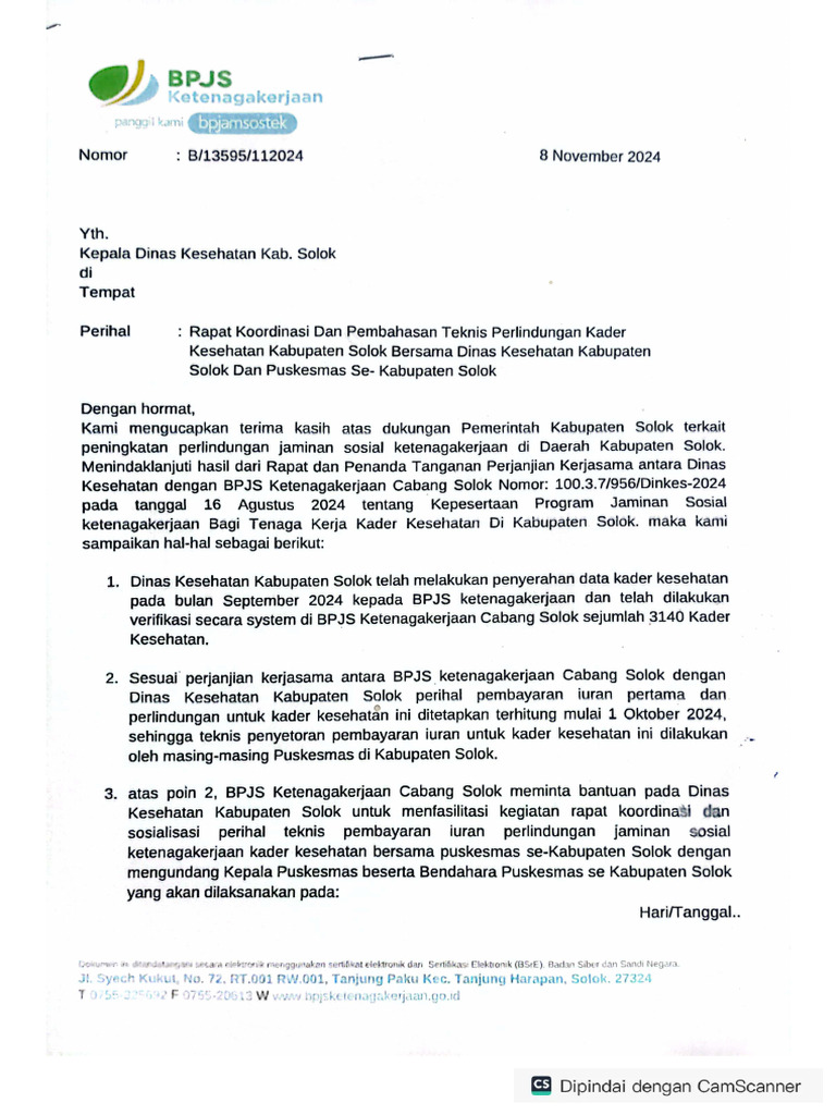 Undangan BPJS Ketenagakerjaan | PDF