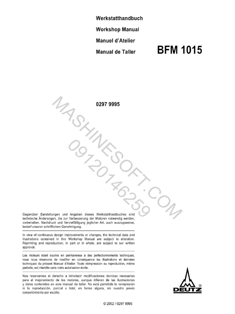 Deutz BFM 1015 Serisi, BF6M 1015 CP Kullanım Kılavuzu | PDF