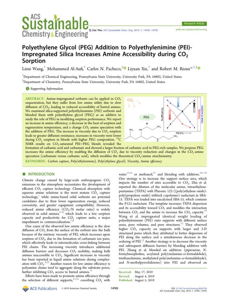 Polyethylene Glycol (PEG) Addition To Polyethylenimine (PEI ...