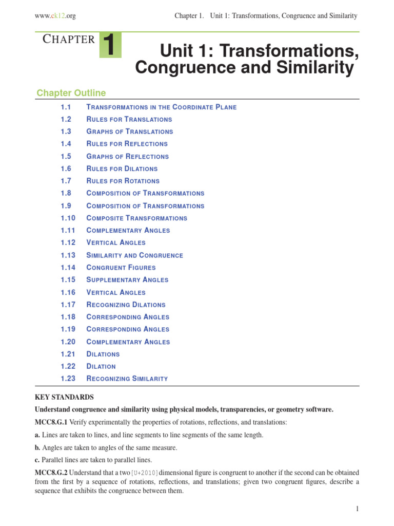 Transformations, Congruence and Similarity | PDF | Cartesian Coordinate ...