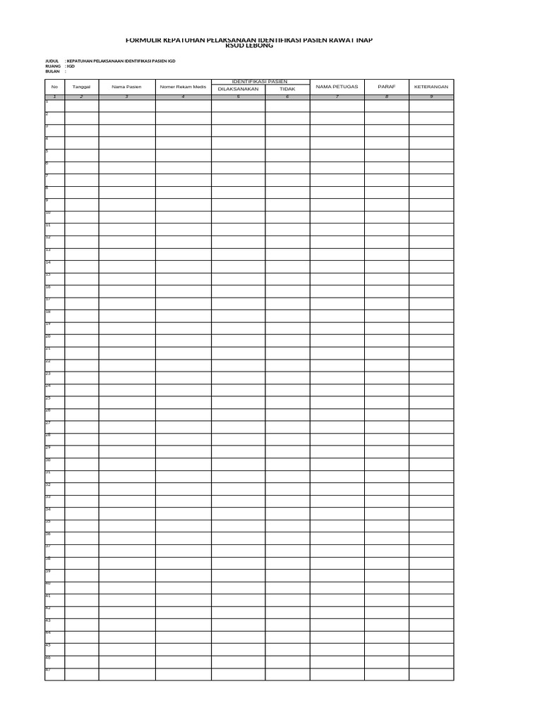 Formulir Mutu 2022 IGD PONEK | PDF
