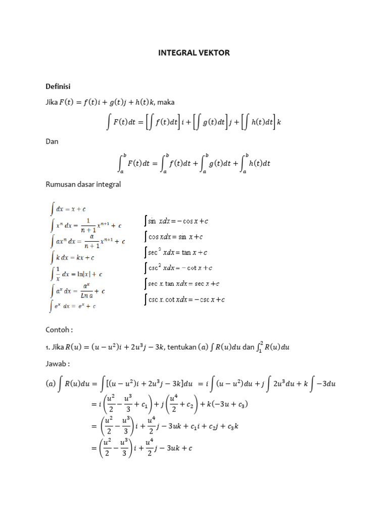 Integral Vektor: Definisi dan Contoh | PDF | Metode & Bahan Ajar